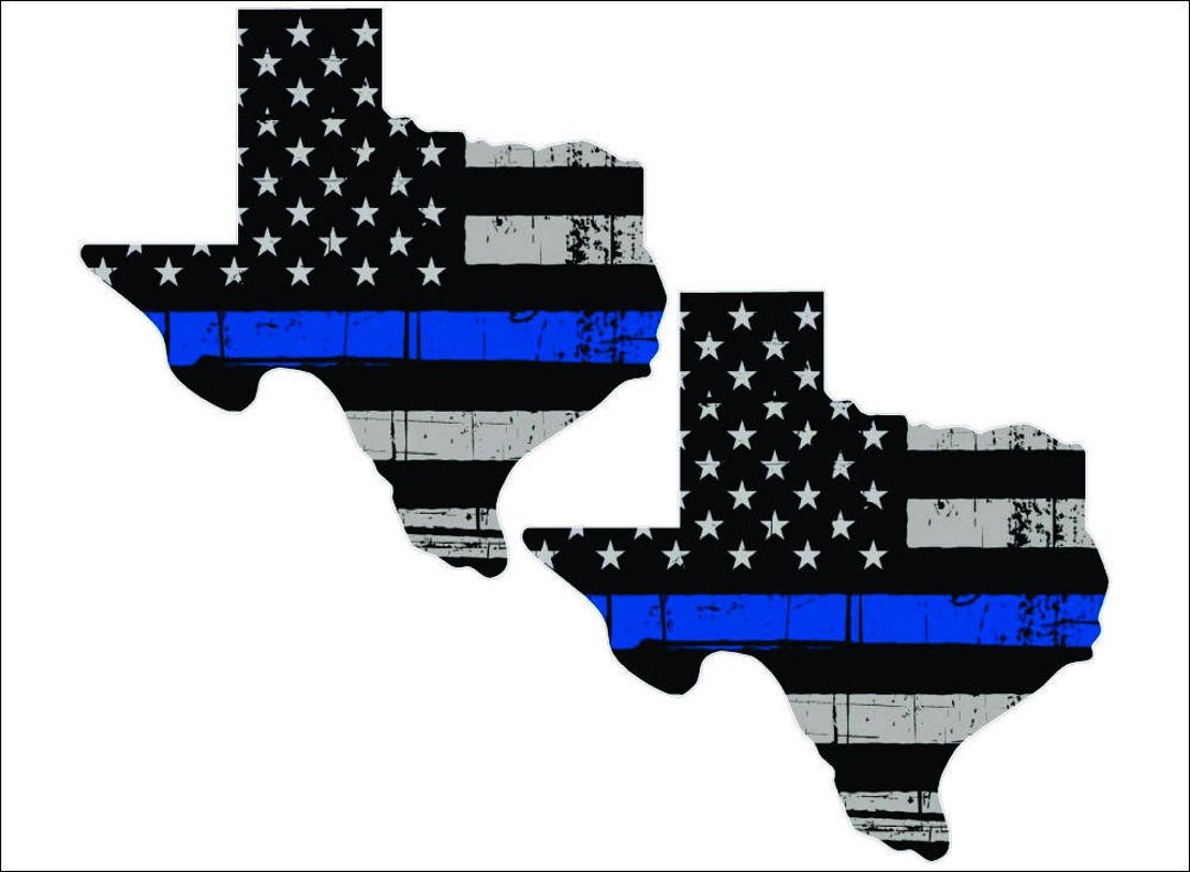 Thin Blue Line Texas / 2 PACK / Tattered American Flag Police Support ...
