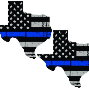 Thin Blue Line Texas Decal (2 PACK) - Tattered American Flag Police ...