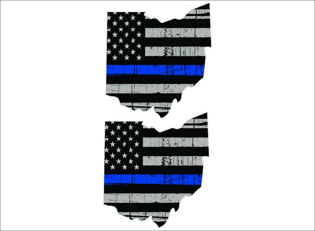 Thin Blue Line Ohio / 2 PACK / Police Officer American Flag Vinyl ...