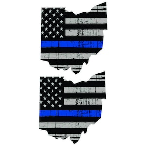 Thin Blue Line Ohio / 2 PACK / Police Officer American Flag Vinyl ...
