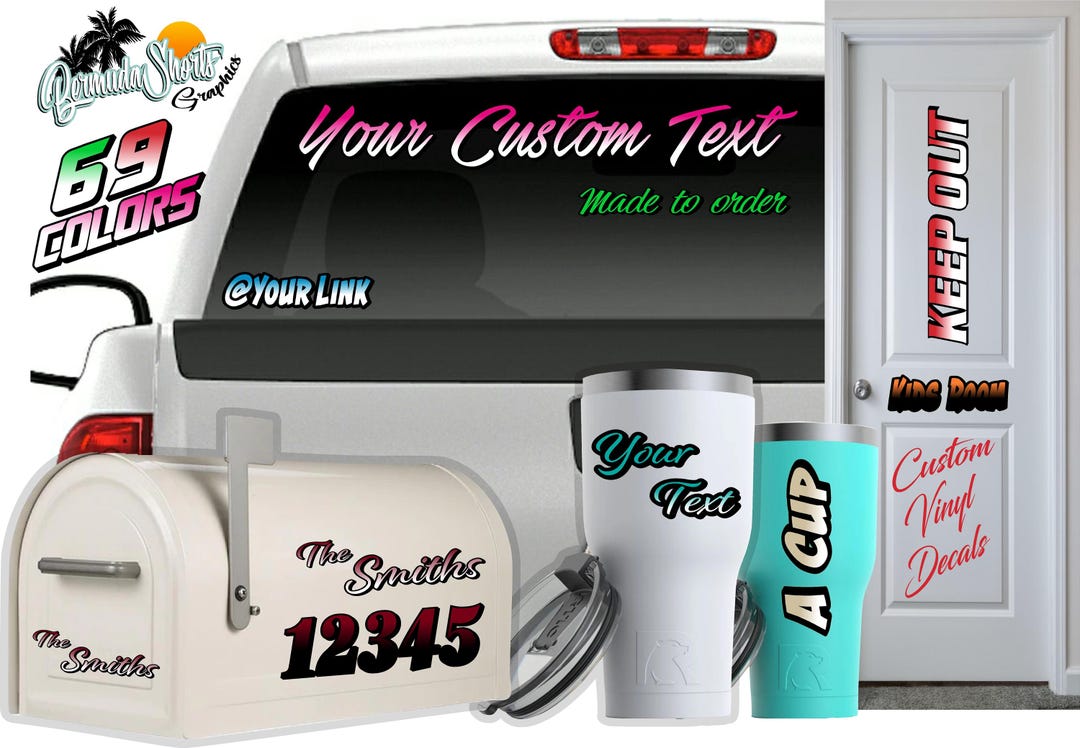 Custom Text Decal / Custom Vinyl Graphic / Premium Vinyl Lettering ...