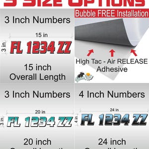 Boat Registration Numbers Set of Two 3 Inch Custom State Registration ...