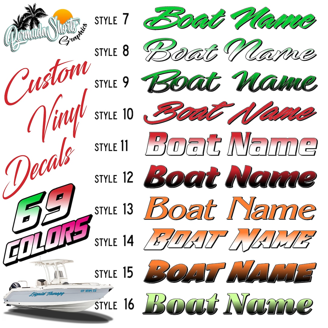 Boat Name Decal / Custom Hull Graphic / Premium Marine Vinyl Lettering ...