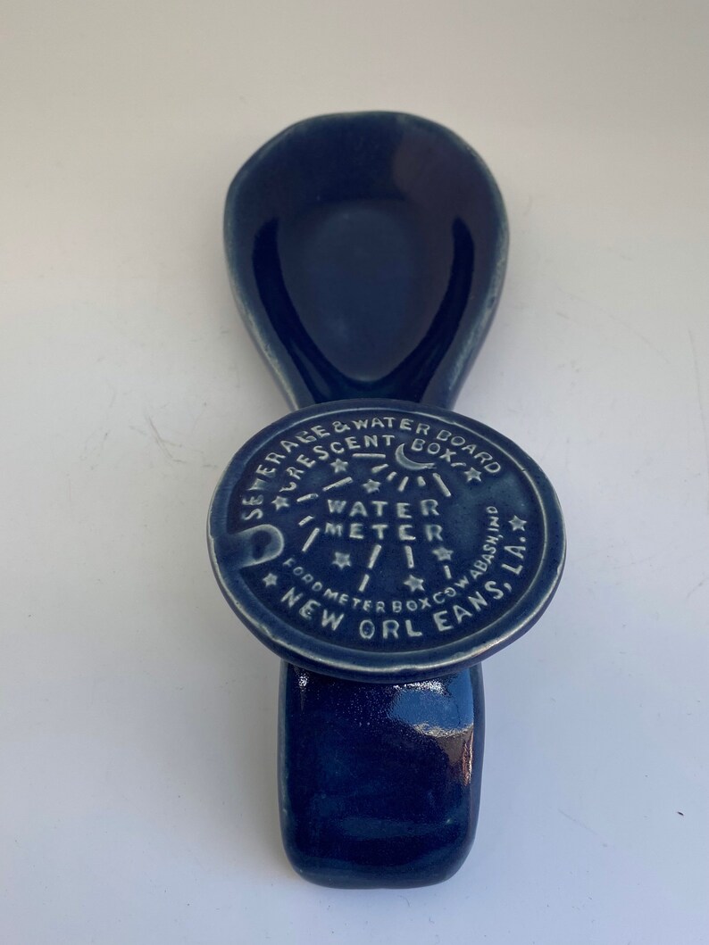 Navy New Orleans Water Meter Spoon Rest Ceramic Handmade | Etsy