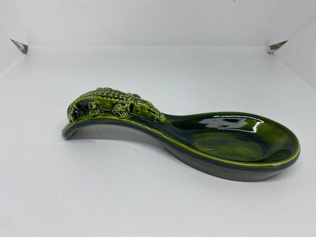 Leaf Green Alligator Spoon Rest Ceramic Handmade - Etsy