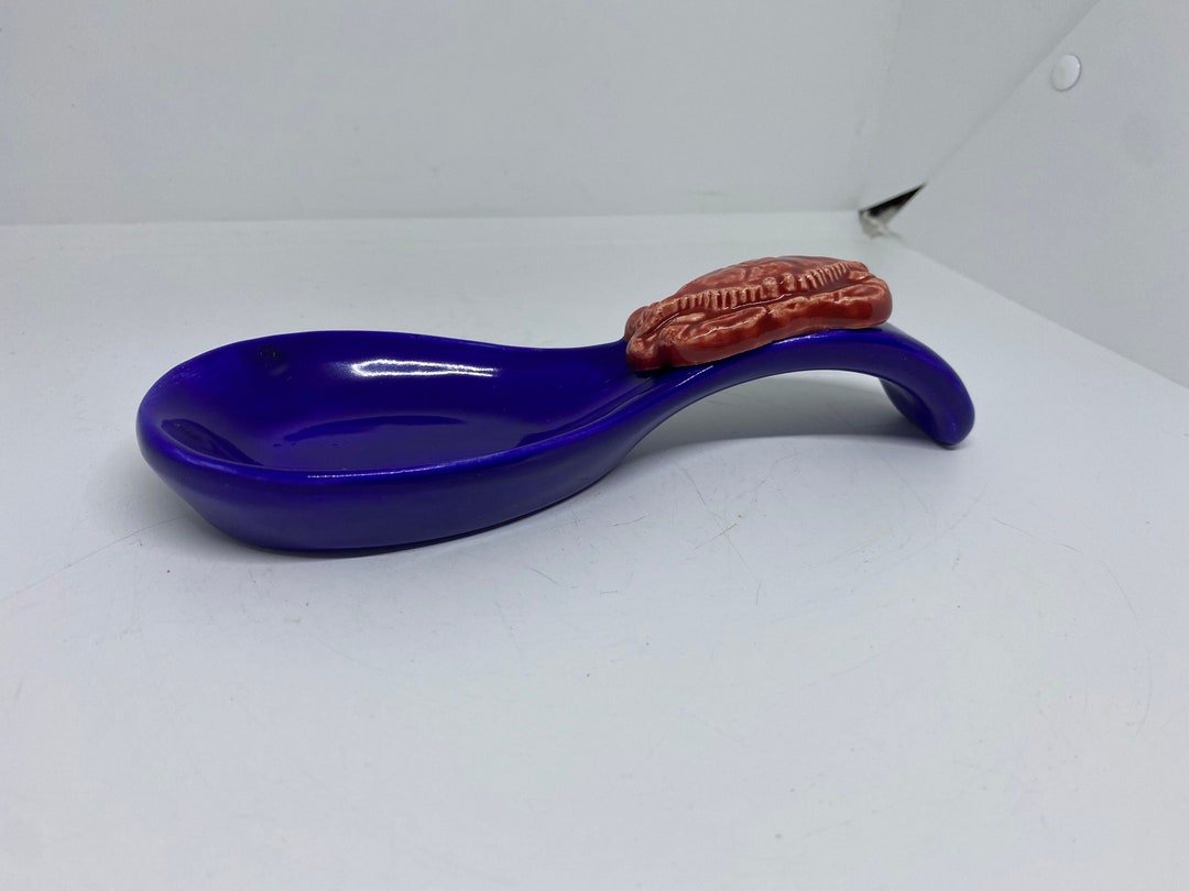 Royal Blue/ Dark Red Crab Spoon Rest Ceramic Handmade Souvenirs - Etsy