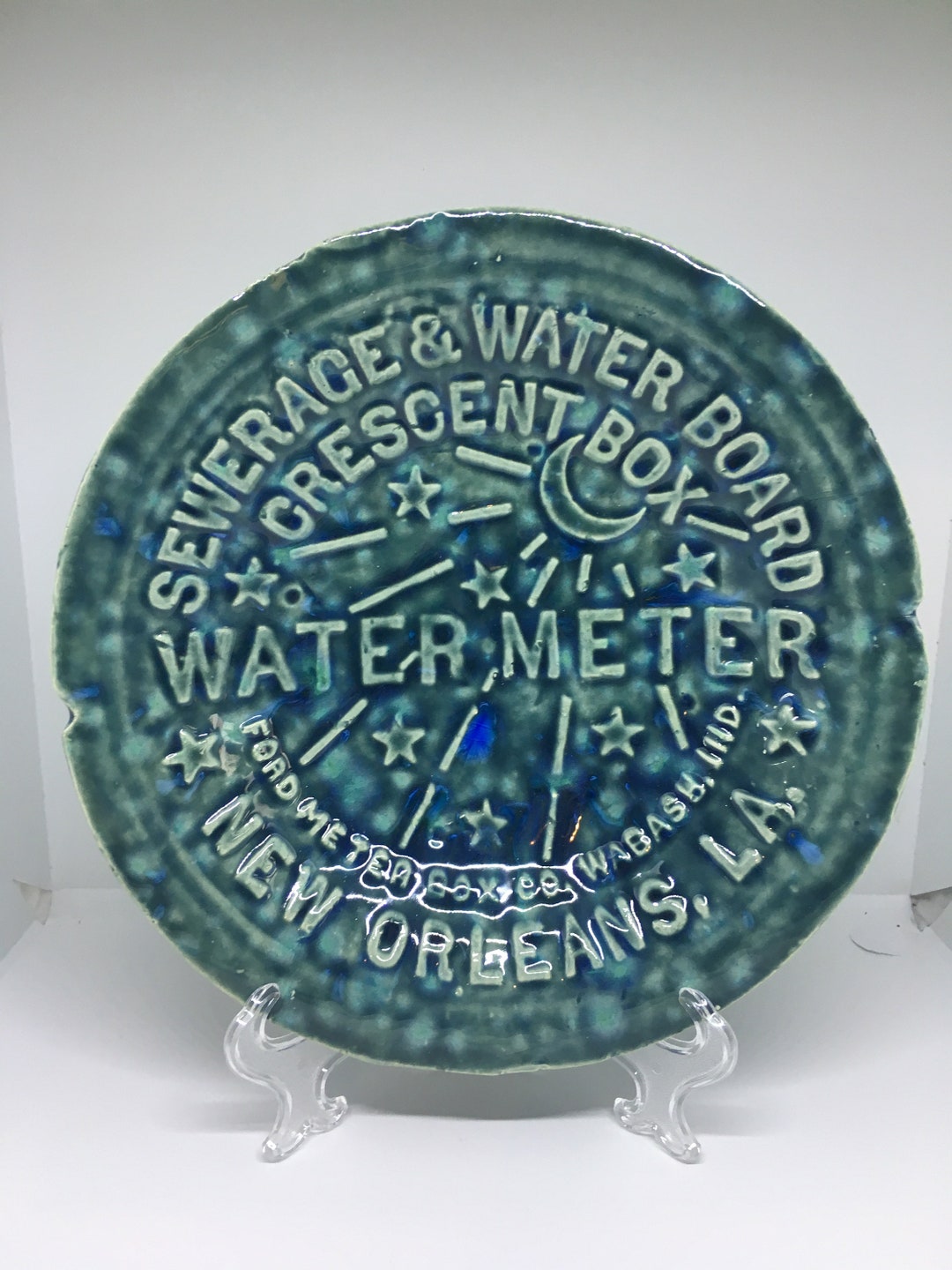 Blue Sliver New Orleans Water Meter Bowl Handmade Pottery Souvenir Bowl ...