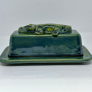 Leaf Green Alligator Butter Dish With Lid, Handmade Ceramic - Etsy