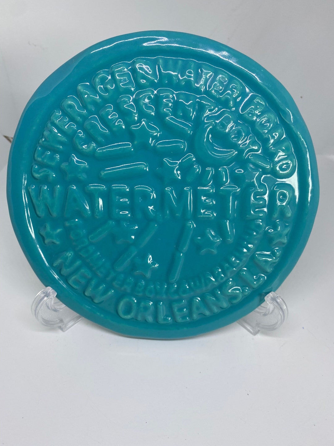 Aqua New Orleans Water Meter Plate Holder, Trivet and Wall Decor, Home ...