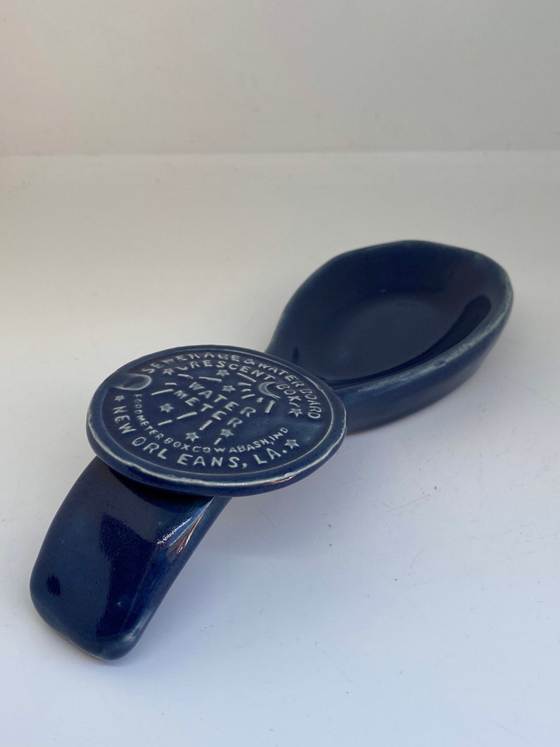 Navy New Orleans Water Meter Spoon Rest Ceramic Handmade | Etsy