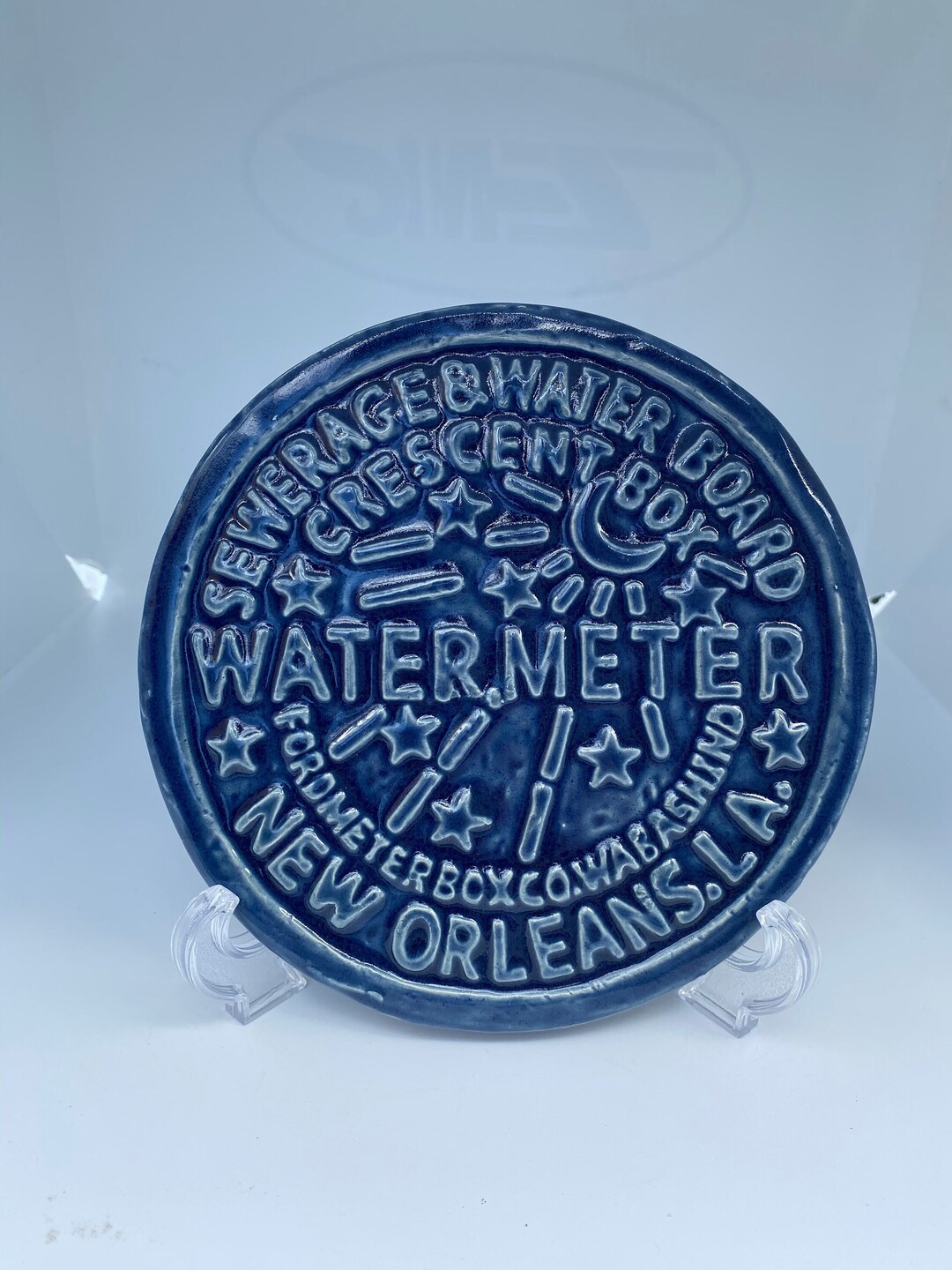 Navy New Orleans Water Meter Plate Holder, Trivet and Wall Decor, Home ...
