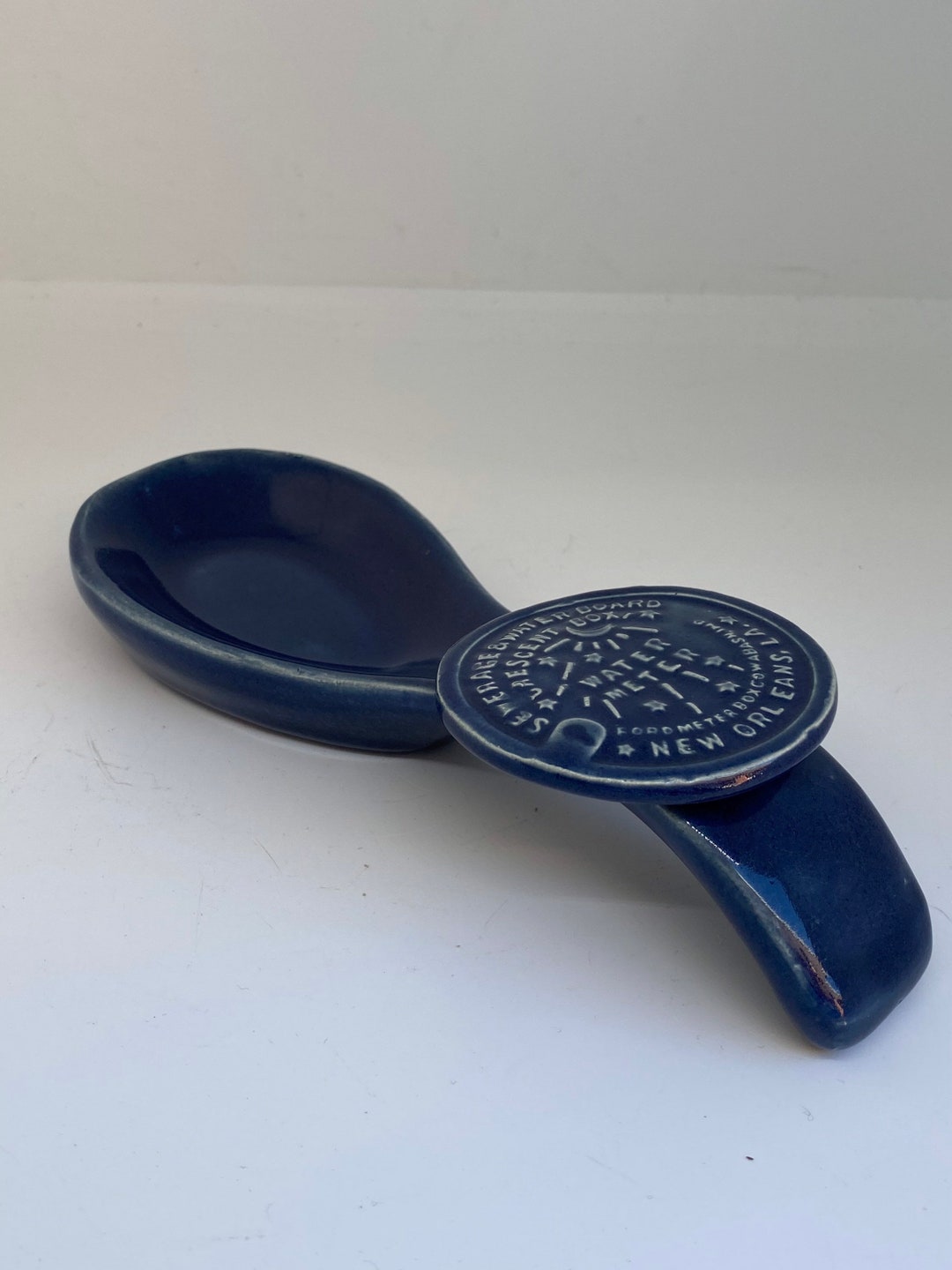 Navy New Orleans Water Meter Spoon Rest Ceramic Handmade Pottery - Etsy