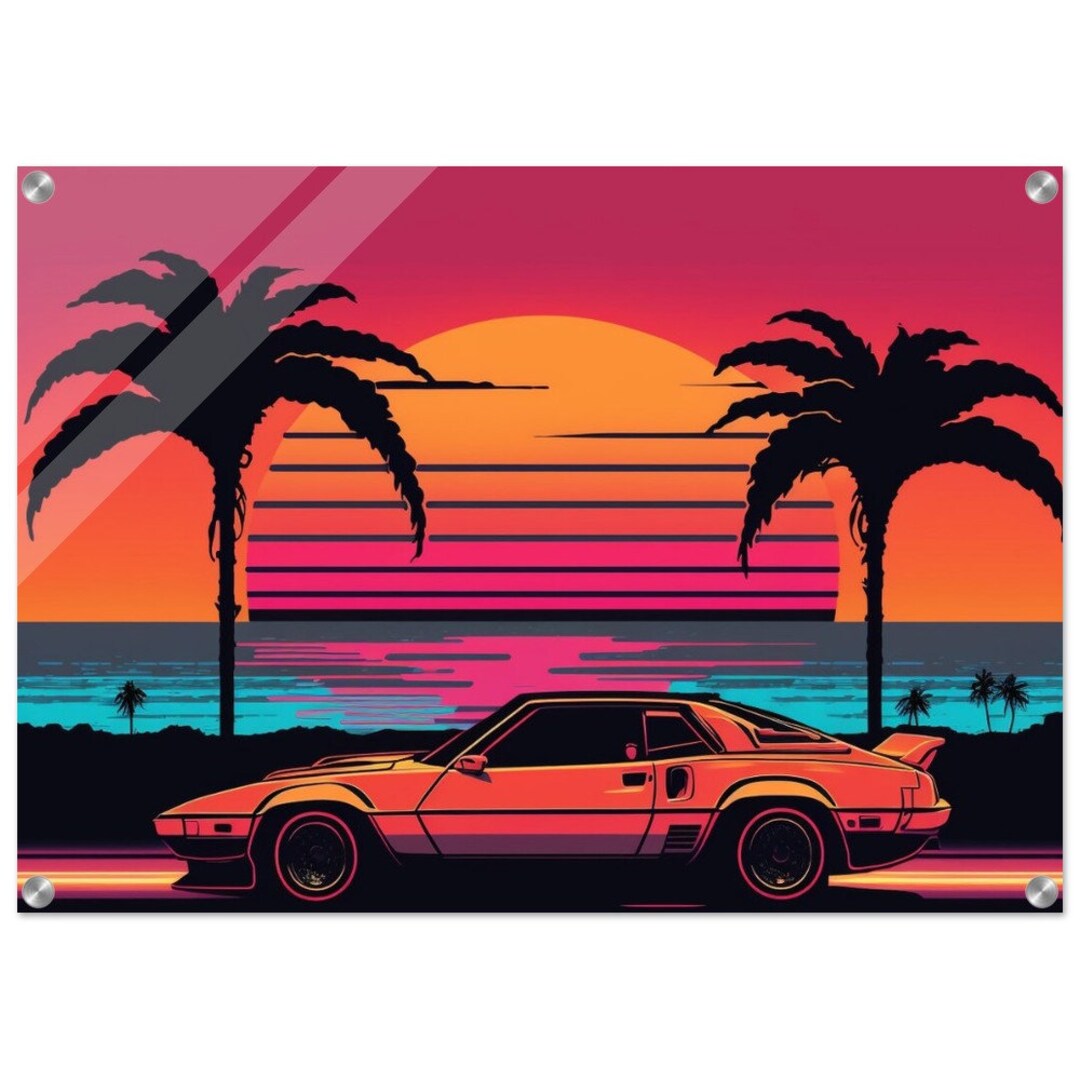 Miami Vaporwave Acrylic Print 1, Miami Vice Gift - Etsy