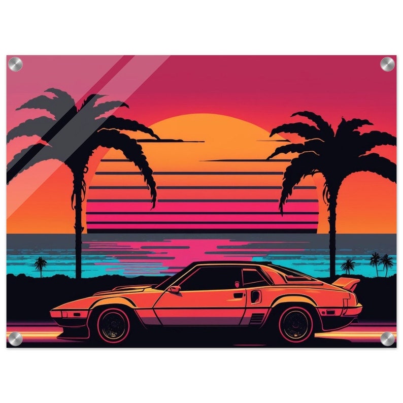 Miami Vaporwave Acrylic Print 1, Miami Vice Gift - Etsy