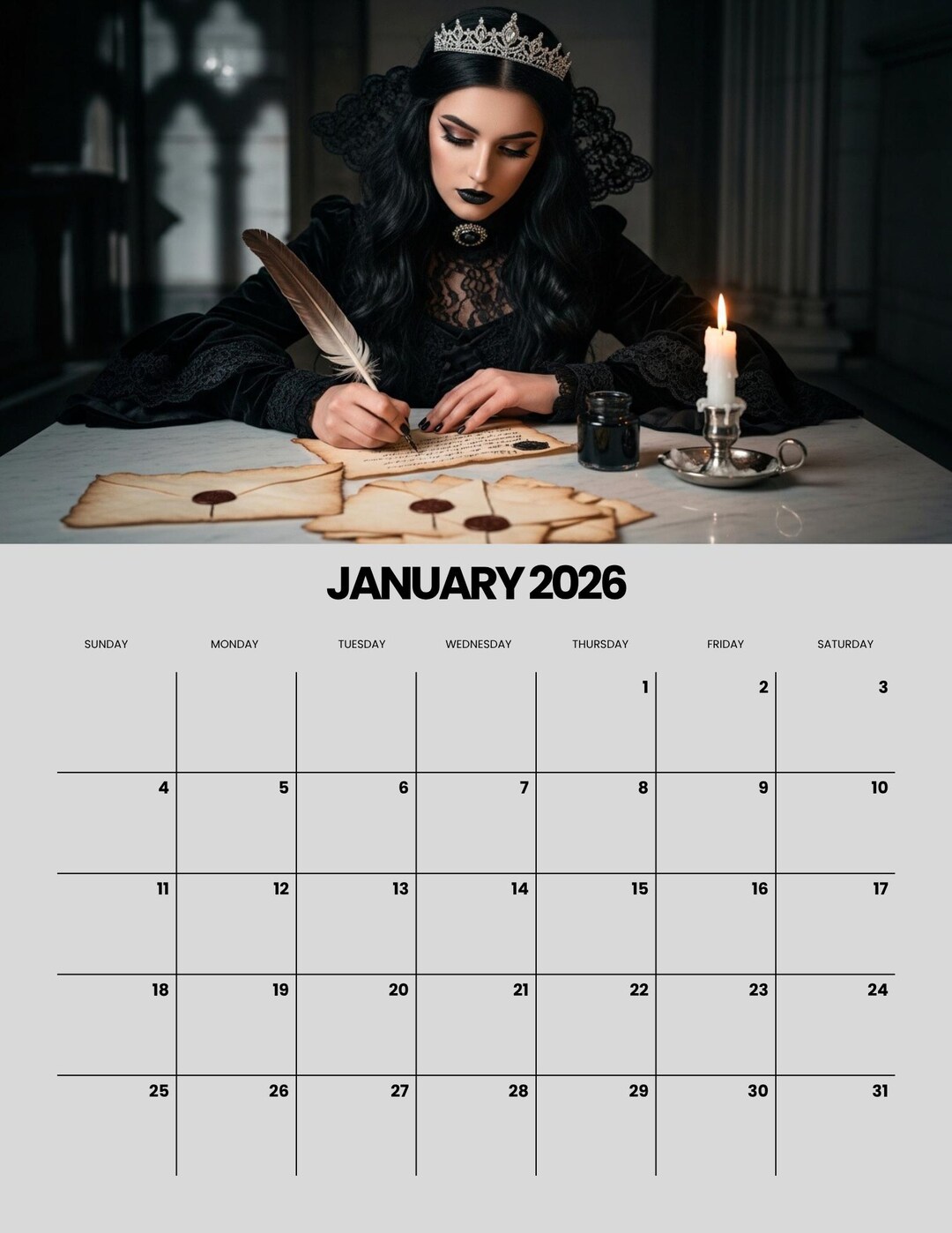2026 Wall Calendar | Goth Princess I & II | Mystical | Moody Energy - Etsy