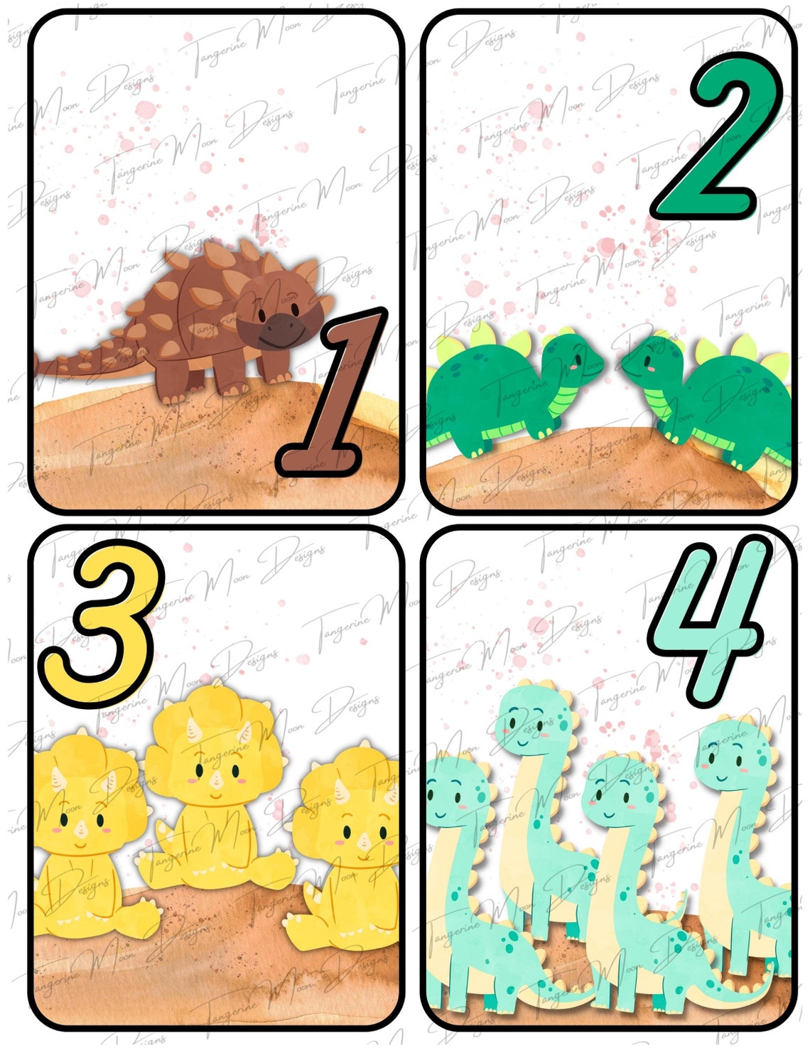 Flashcards for Kids Dinosaurs1 Numbers 1 10 Printable Learning Tool ...