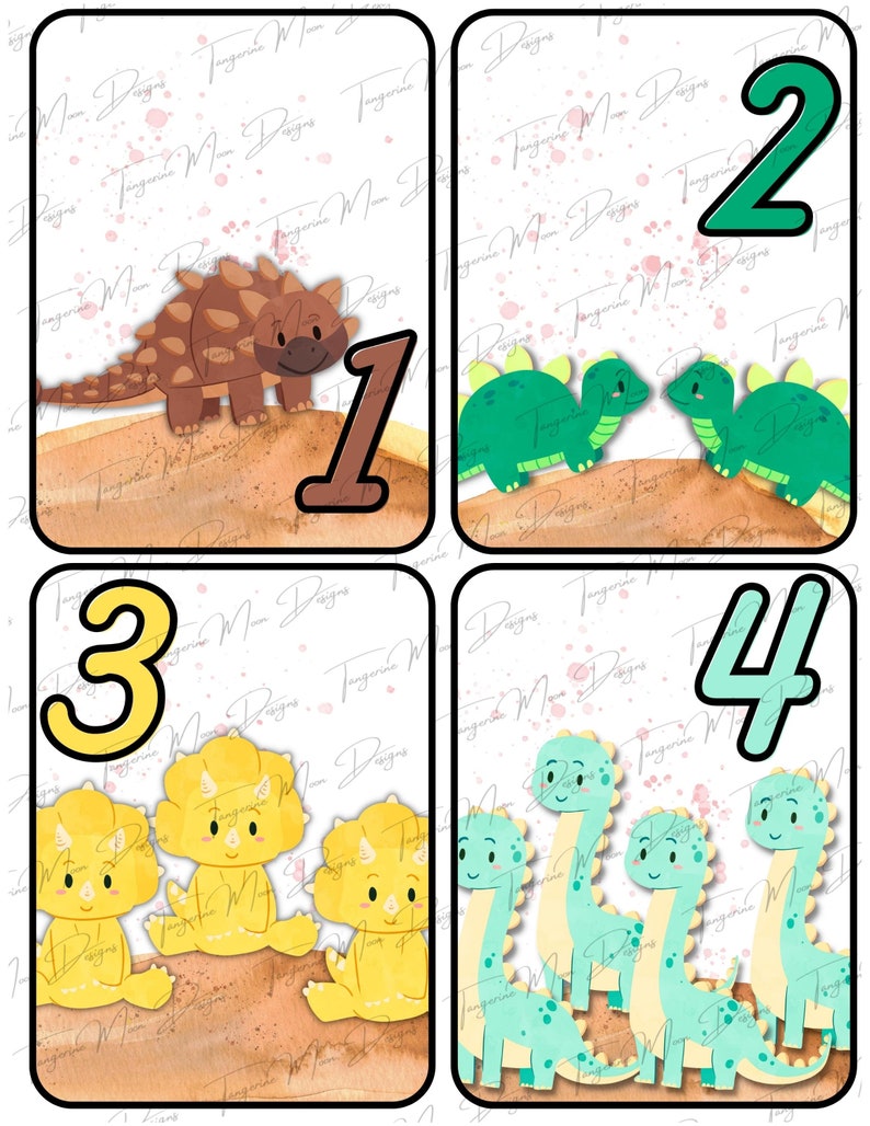 Flashcards for Kids | Dinosaurs1 | Numbers 1 - 10 | Printable ...