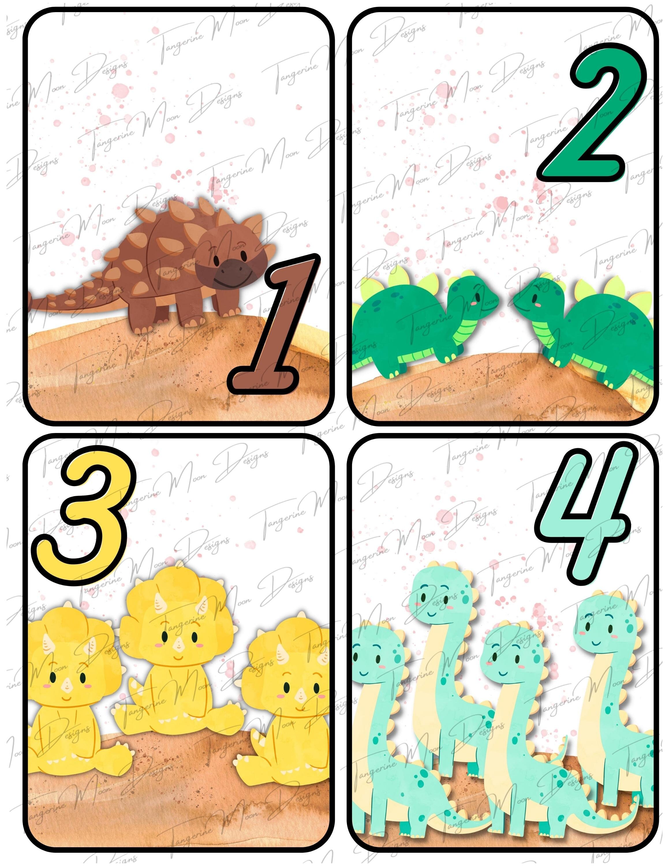 Flashcards for Kids Dinosaurs1 Numbers 1 10 Printable Learning Tool ...