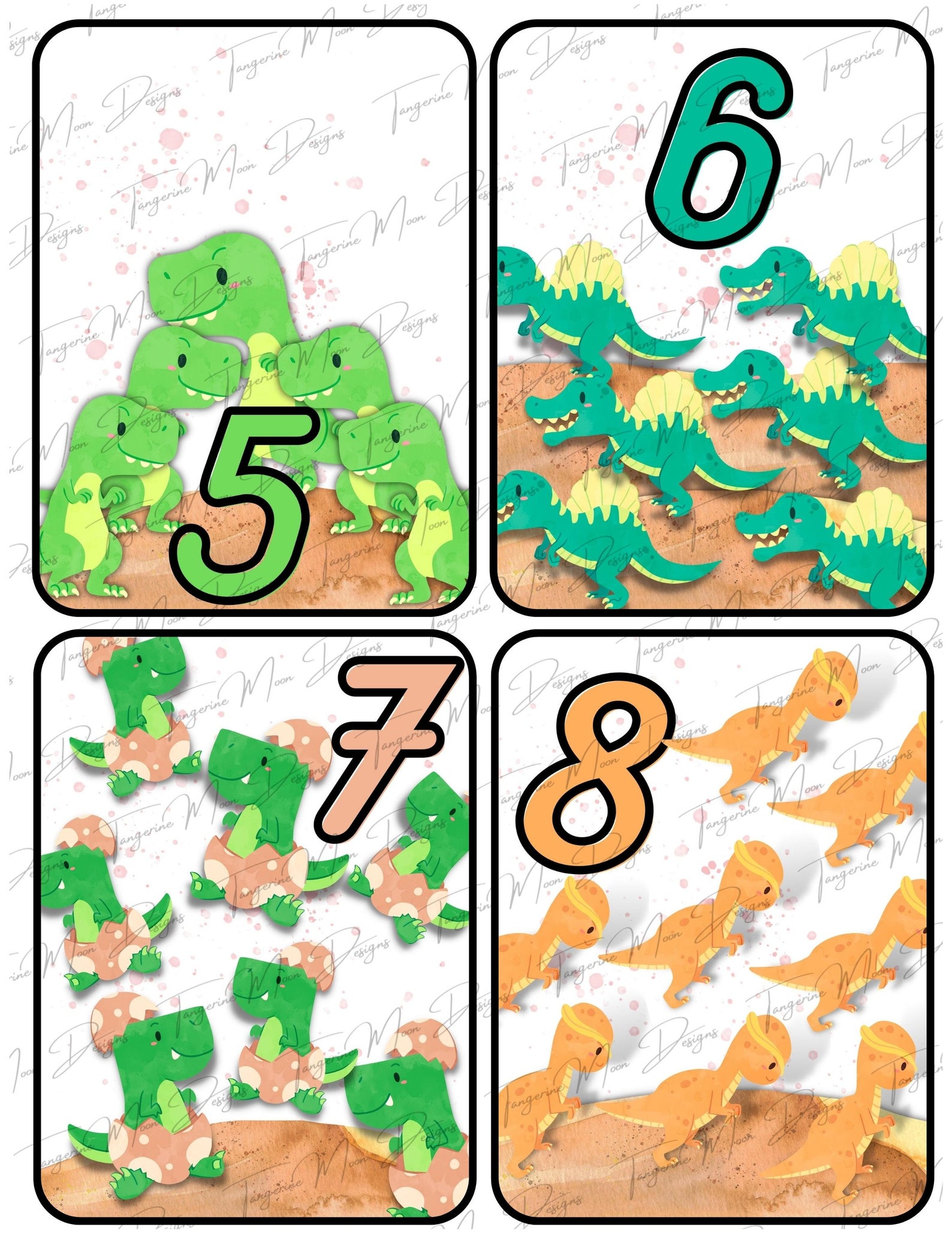 Flashcards for Kids | Dinosaurs1 | Numbers 1 - 10 | Printable ...