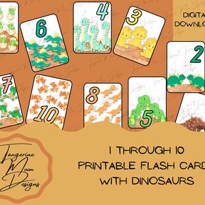 Flashcards for Kids | Dinosaurs1 | Numbers 1 - 10 | Printable ...