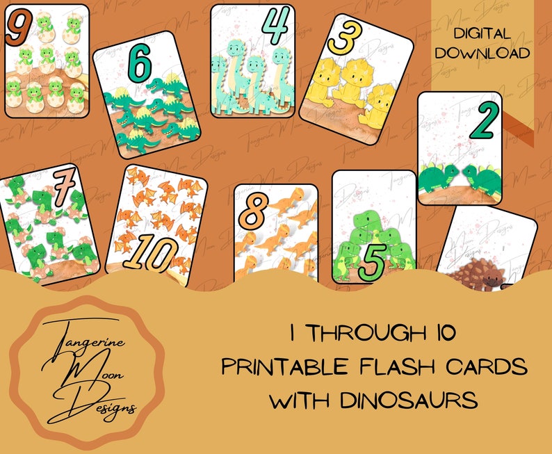 Flashcards for Kids | Dinosaurs1 | Numbers 1 - 10 | Printable ...