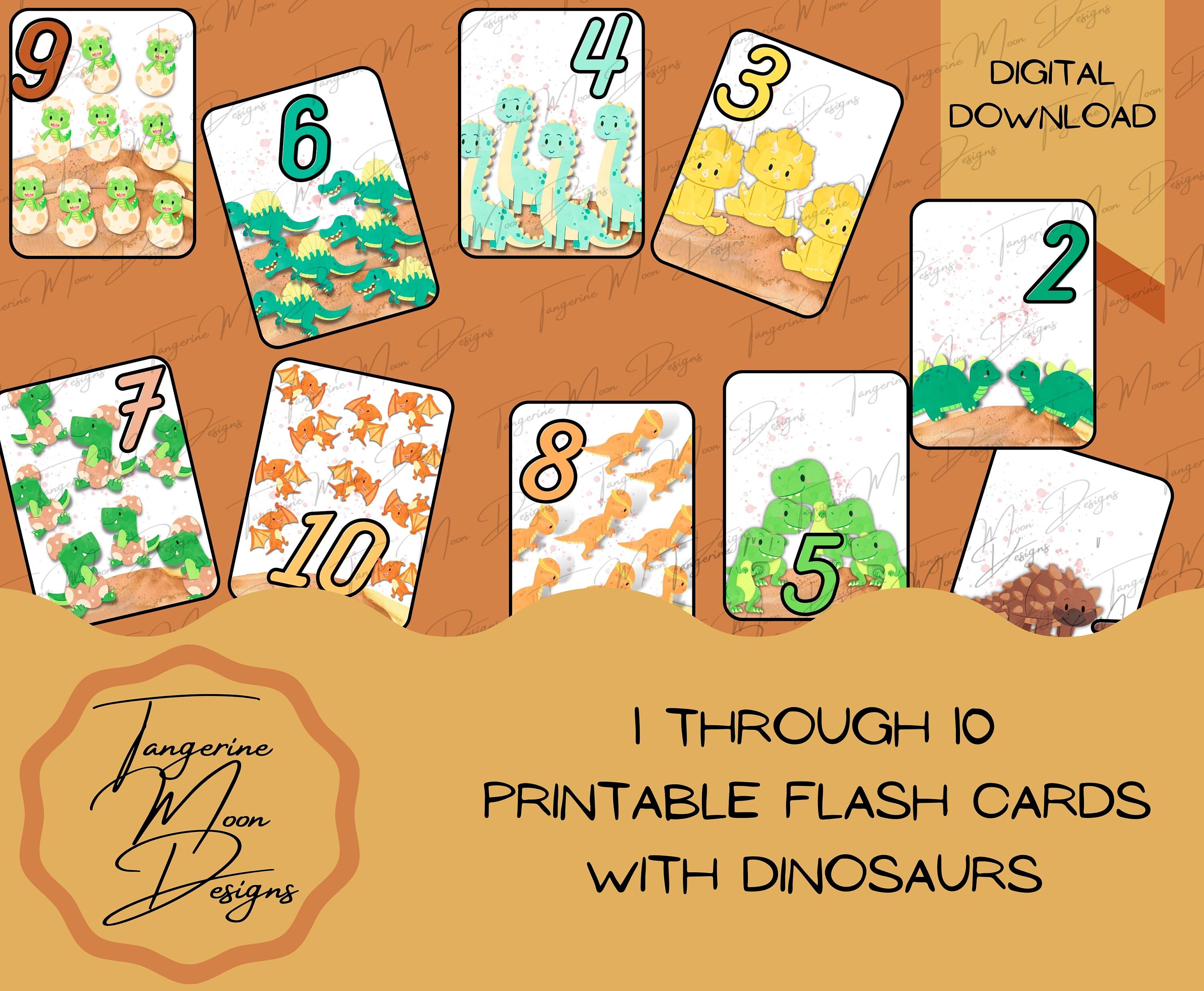 Flashcards for Kids Dinosaurs1 Numbers 1 10 Printable Learning Tool ...