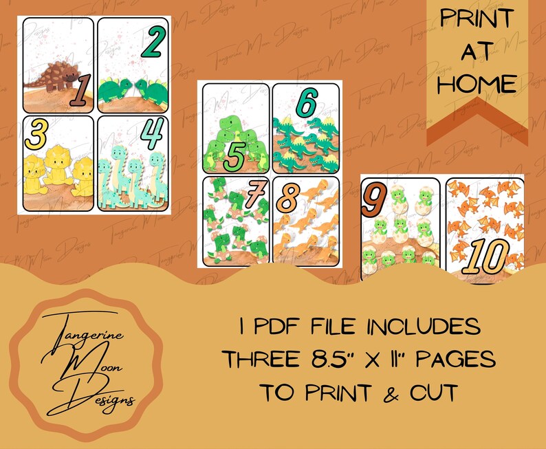 Flashcards for Kids Dinosaurs1 Numbers 1 10 Printable Learning Tool ...