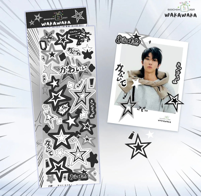 Sheet Cute Colorful Star Pattern Stickers DIY Toploader Scrapbooking ...