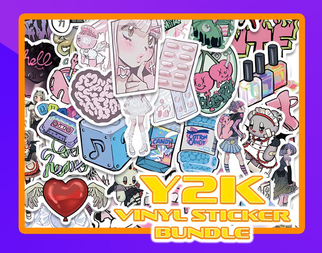 Y2K Retro Vinyl Sticker for Deco Laptop Waterproof Sticker Kawaii ...