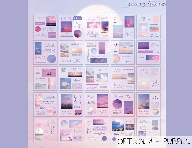 Sunset Aesthetic Sticker Kawaii for Deco Journal Note Stickers - Etsy