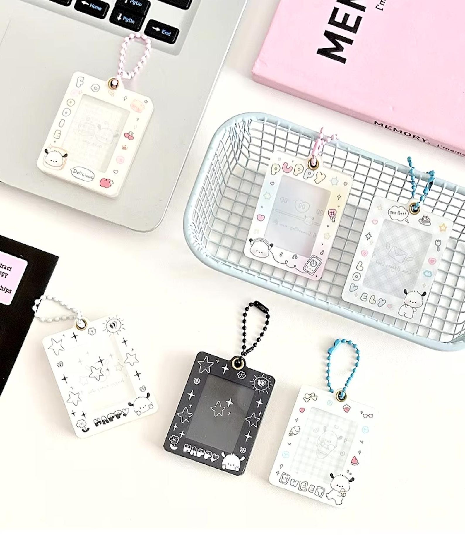 Kawaii Puppy 1 Inch ID Photocard Holder Acrylic Case With Key Ring Kpop ...