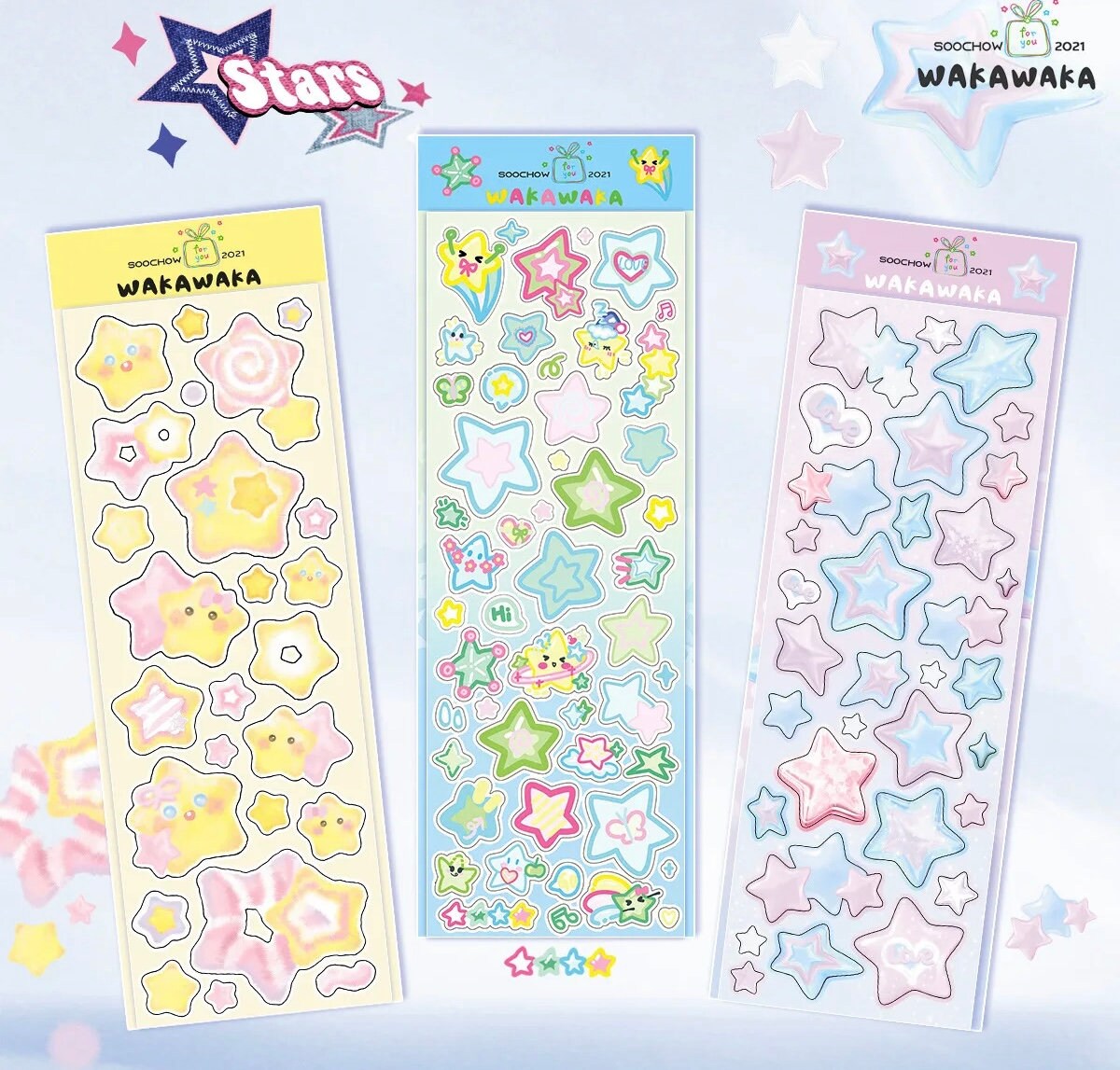 Sheet Cute Colorful Star Pattern Stickers DIY Toploader Scrapbooking ...