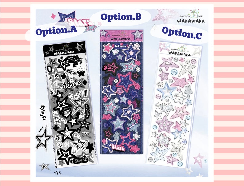 Sheet Cute Colorful Star Pattern Stickers DIY Toploader Scrapbooking ...