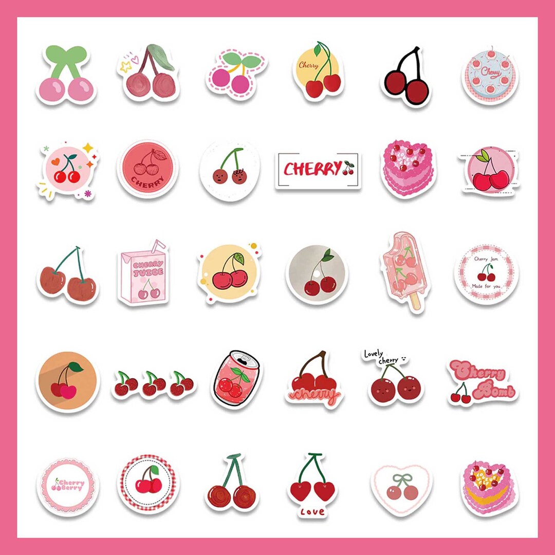 Cherry Vinyl Sticker for Deco Laptop Waterproof Deco Sticker Kawaii ...