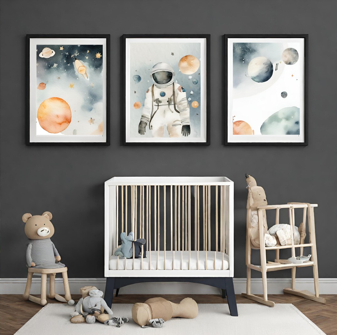 Nursery Decor Space Boy, Nursery Wall Art Space, Watercolor Space ...