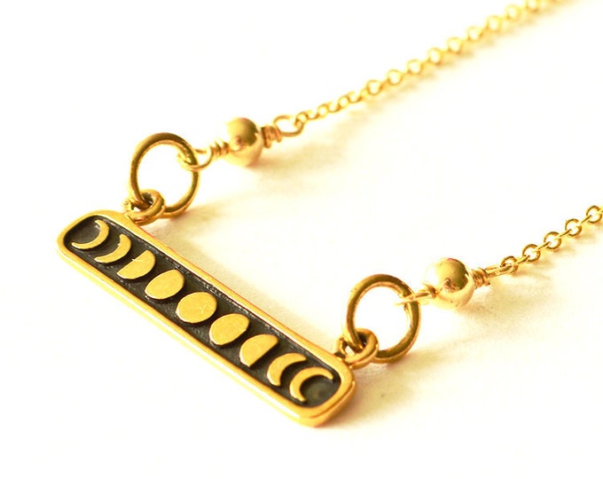Phases of the Moon Bronze 14kt Gold Filled Chain Horizontal | Etsy