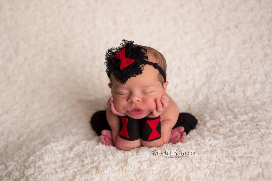 Black Widow Inspired, Baby Superhero, Newborn Photo Props, Tieback ...