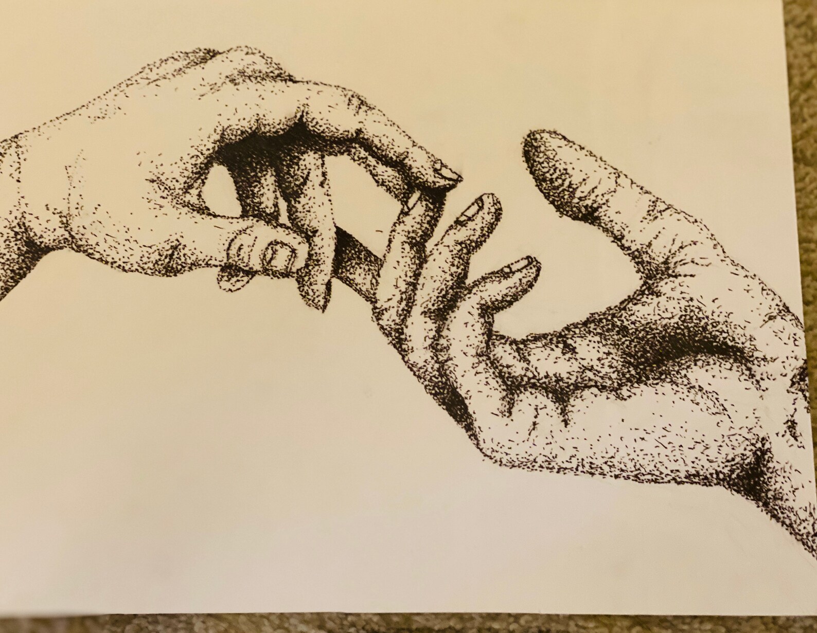 Hand stippling of your hands drawing example | Etsy