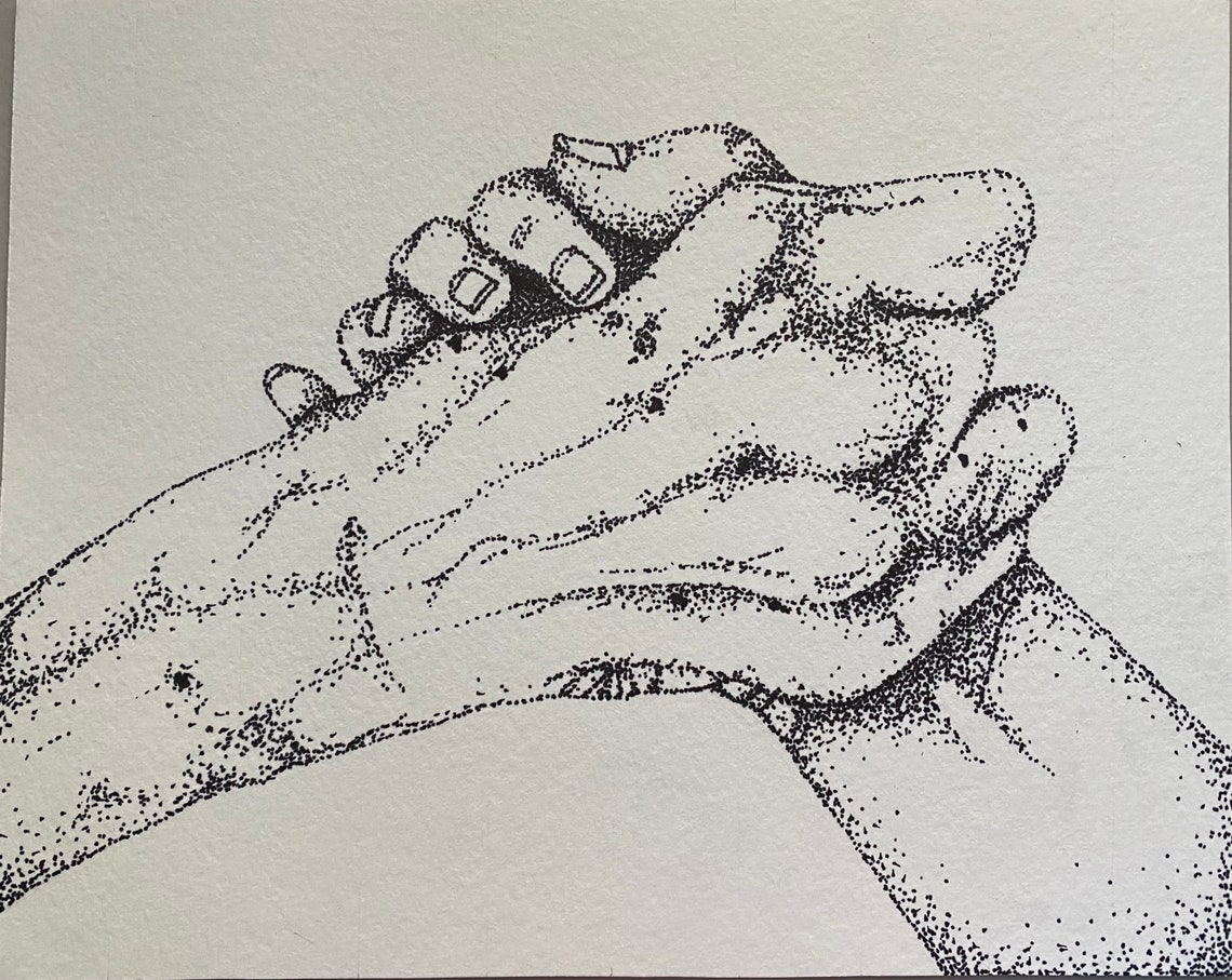 Hand stippling of your hands drawing example | Etsy