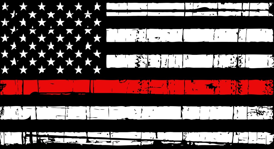 Distressed Thin Red Line American Flag SVG Digital Files - Etsy