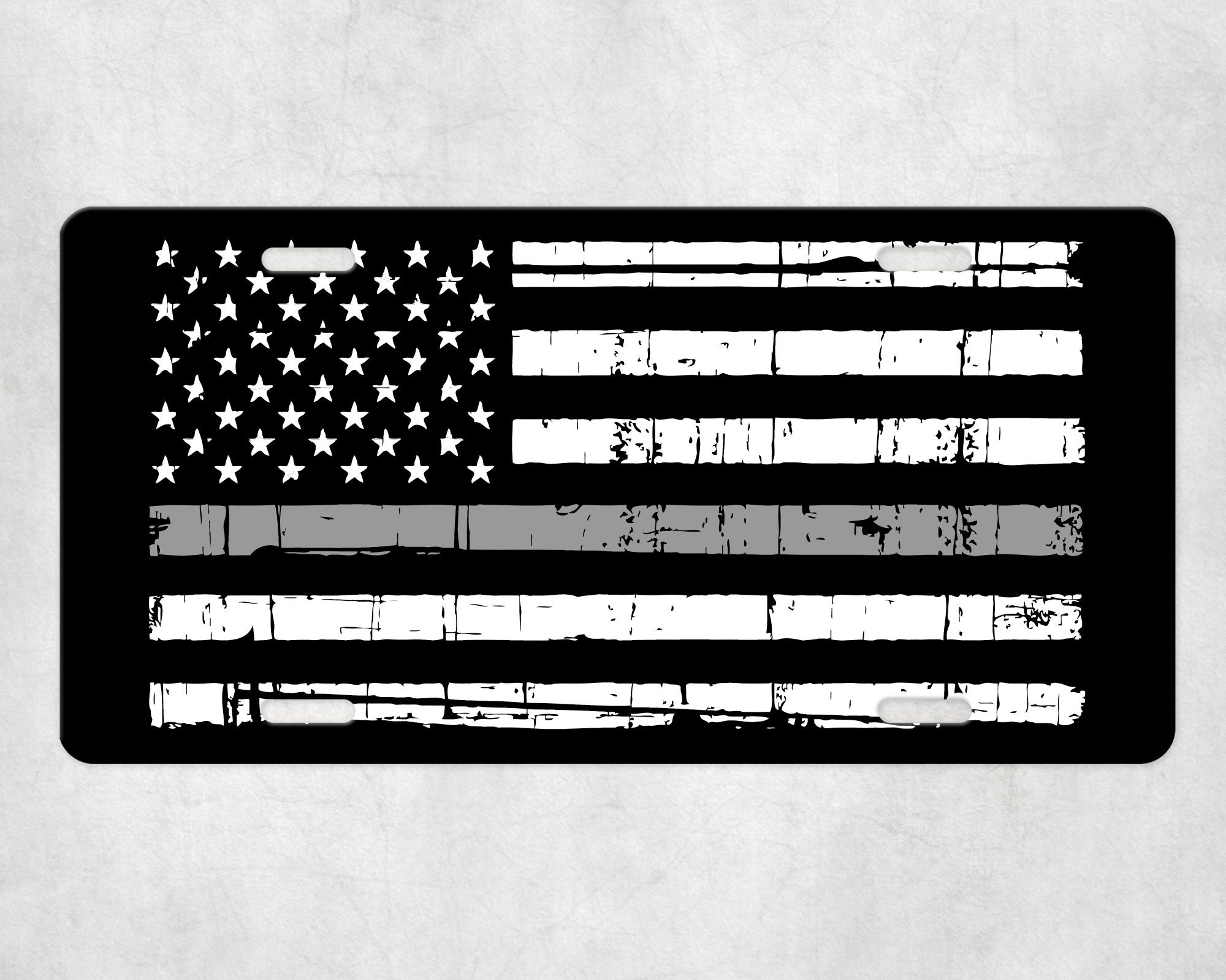 Distressed Thin Silver Line American Flag License Plate - Etsy