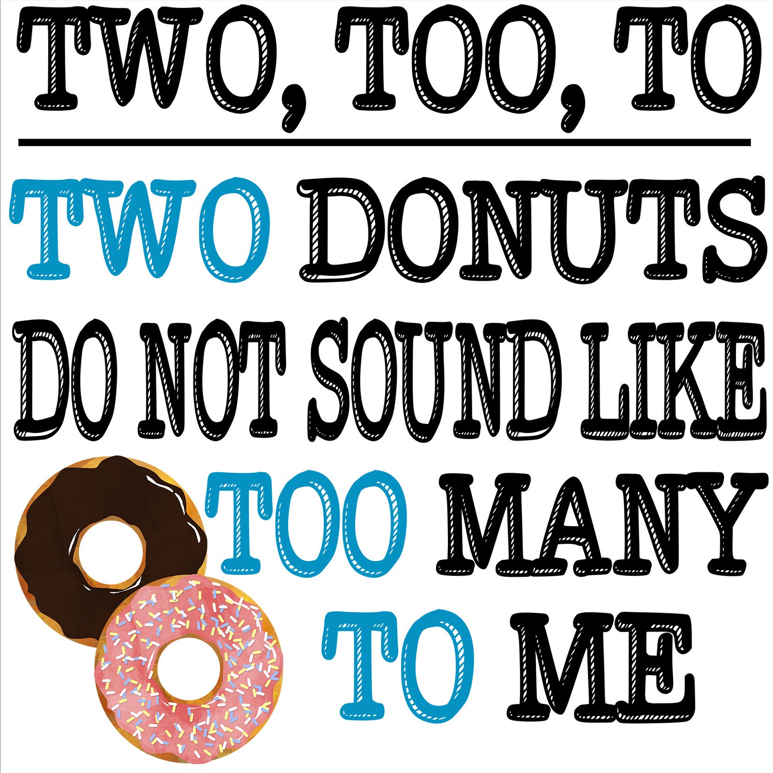 Two Too to Donuts Clipart PNG Black Font Teachers - Etsy