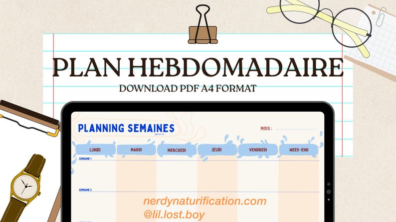 Planning Hebdomadaire // PDF à Imprimer - Planning Semaine, Semainier ...