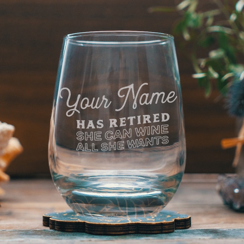 Retirement Wine Glass - Etsy