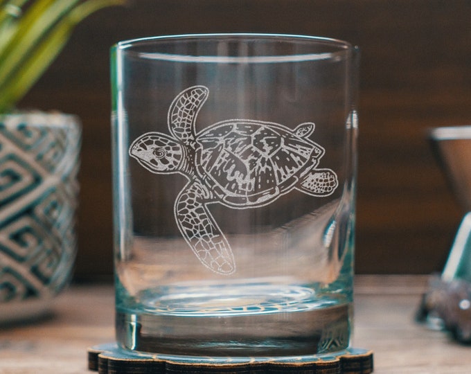 Set of 2 Turtle Glasses, Personalised, Sea Turtle Highball, Turtle ...