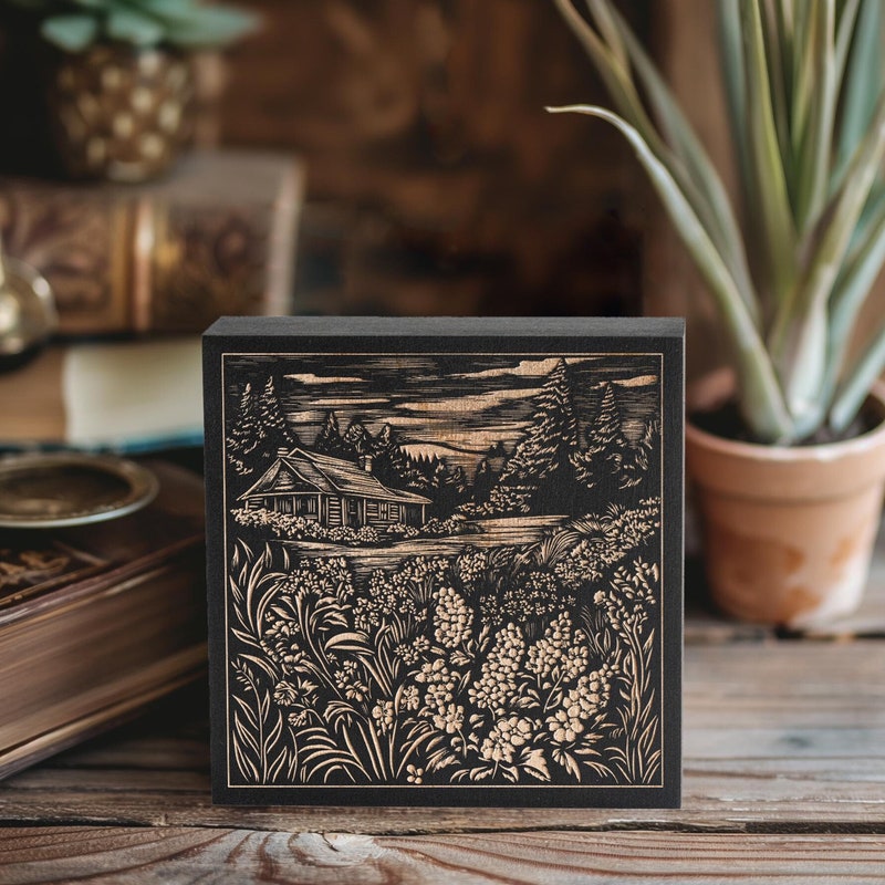 Linocut Landscape - Etsy