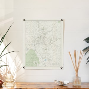 Asheville North Carolina Map Felt Poster Banner | Vintage Inspired ...