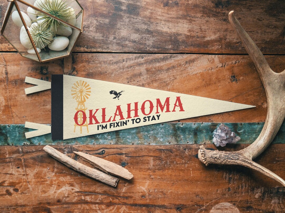 Oklahoma Felt Pennant | Native America State Banner Poster. Vintage ...