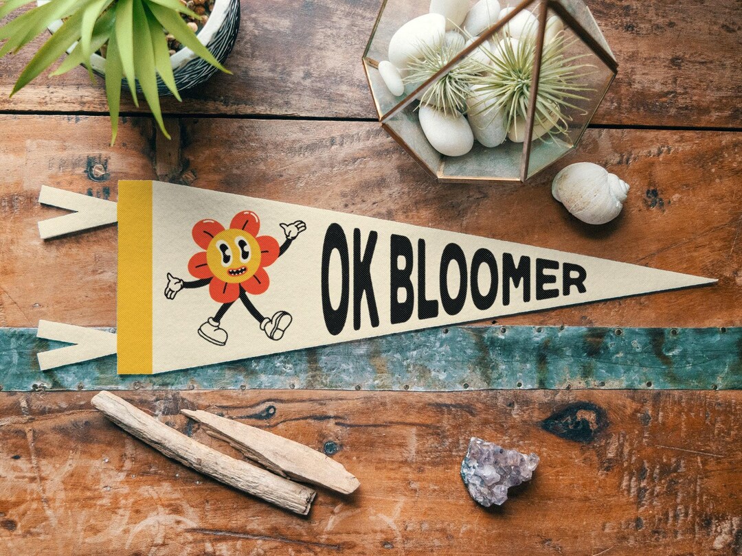 OK Bloomer Felt Pennant | Funny Gardening Banner Poster. Vintage ...