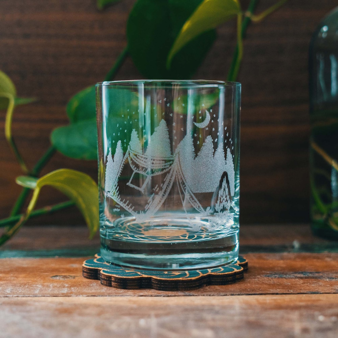 Camping Tent Scene Glasses Personalized Beer, Cocktail, Whiskey, Wine ...